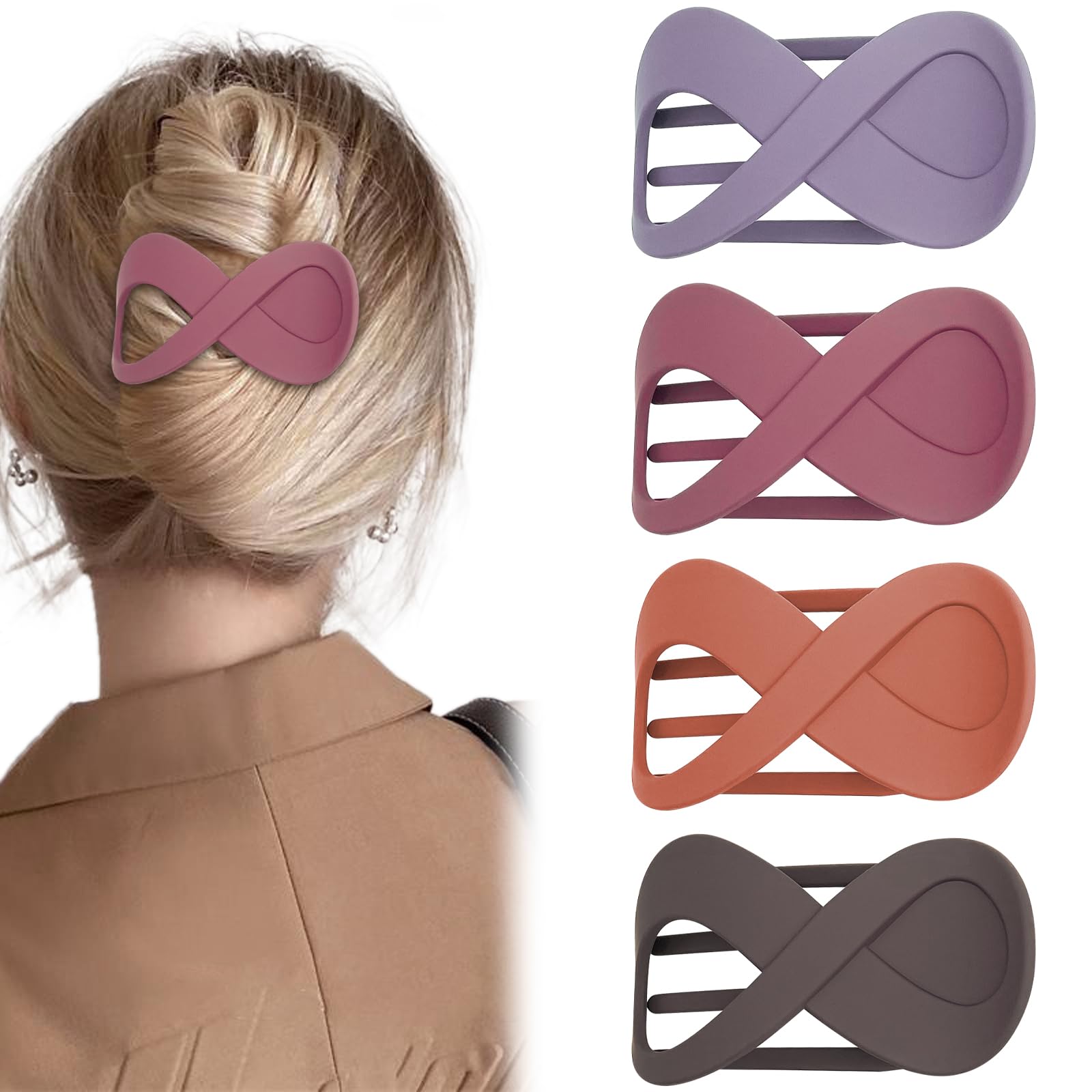 Amazon.com : 4 Pcs French Concord Flat Hair Clips, 3.35 Inch Curved ...