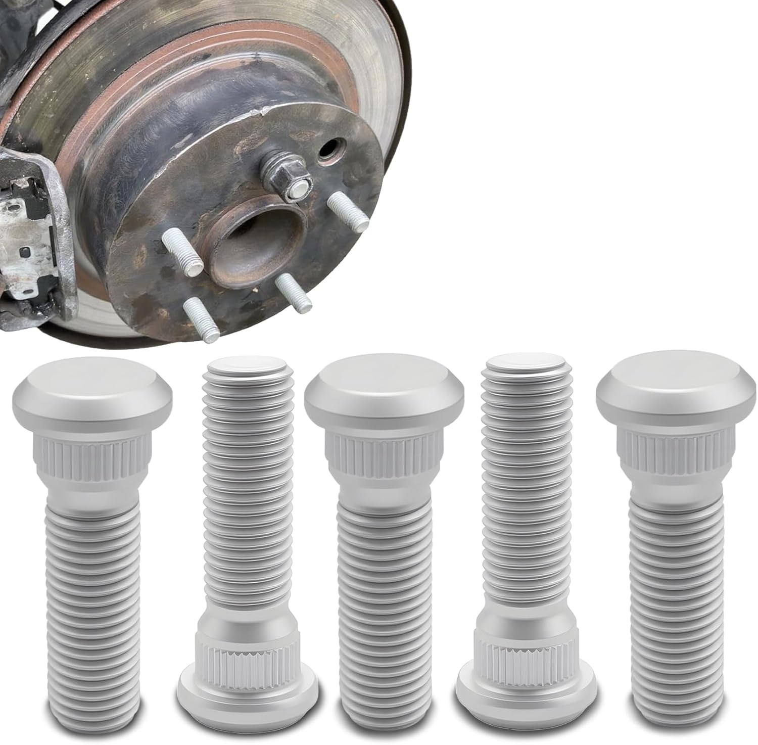 Kutyun 5Pcs M12x1.5 Car Wheel Studs, 49mm Long Steel Lug Studs ...