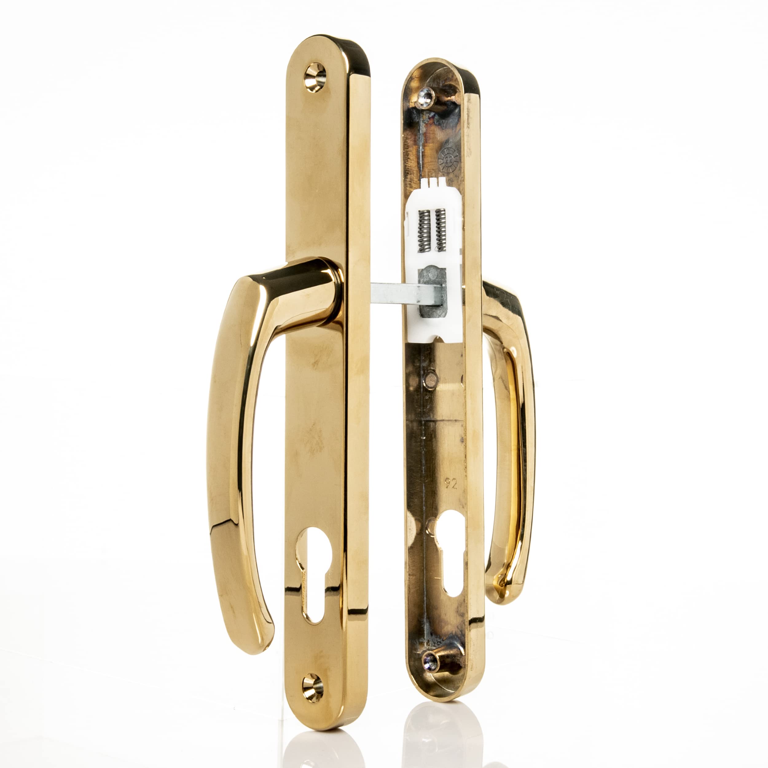 UPVC Door Handles Set - Polished Brass Lever/Lever 92mm PZ (Centres ...