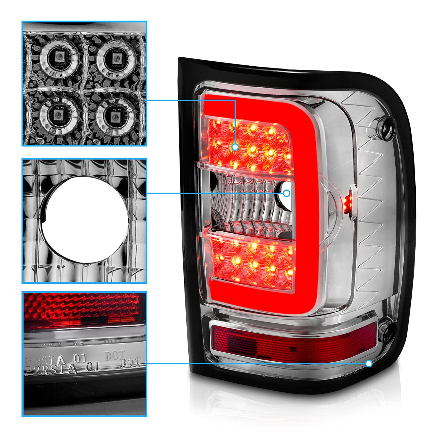 Snapklik.com : AmeriLite For 2001-2011 Ford Ranger C-Type LED Tube ...