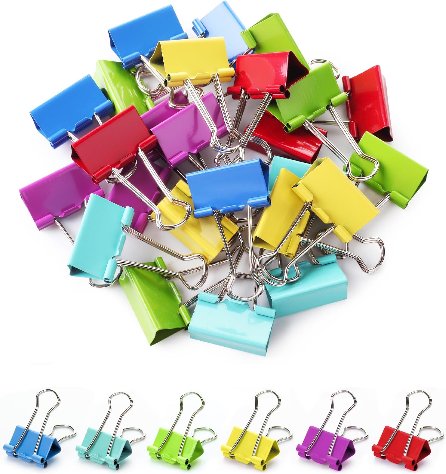 Mr. Pen- Binder Clips, 1.25 inch, 25 Pack, Medium, Colored Binder Clips ...