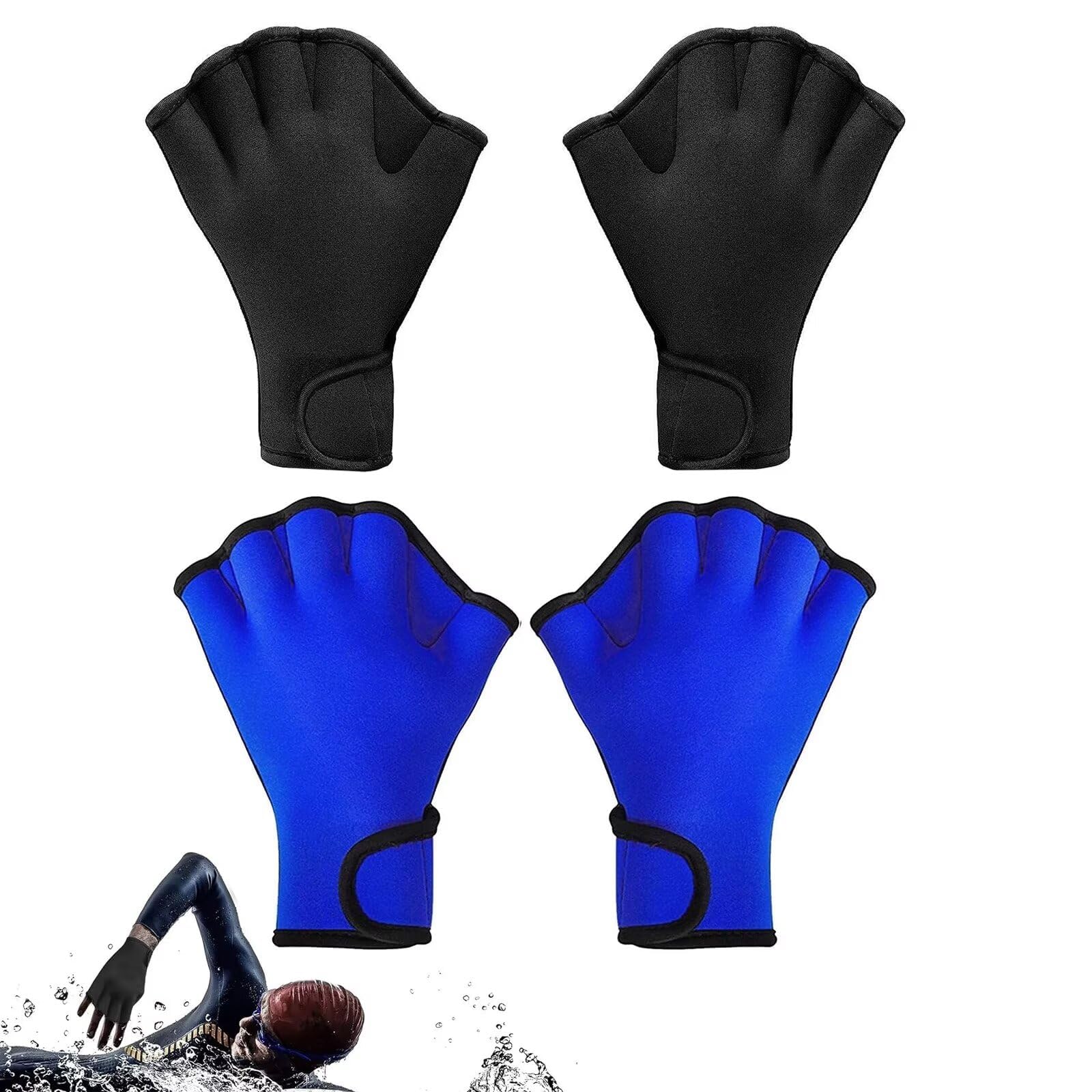WTTUOAM 2 Pairs Swimming Gloves, Aquatic Swim Training Gloves, Webbed ...