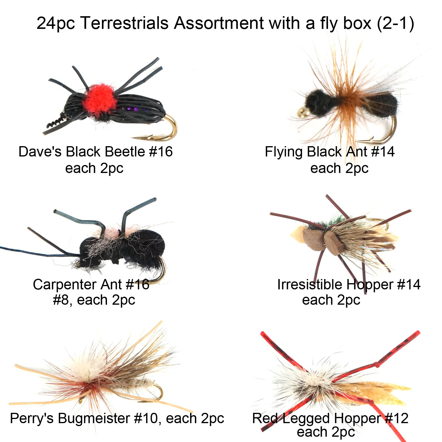 Buy Riverruns Best Assortment 12 Terrestrials Collection Total 24 Flies ...
