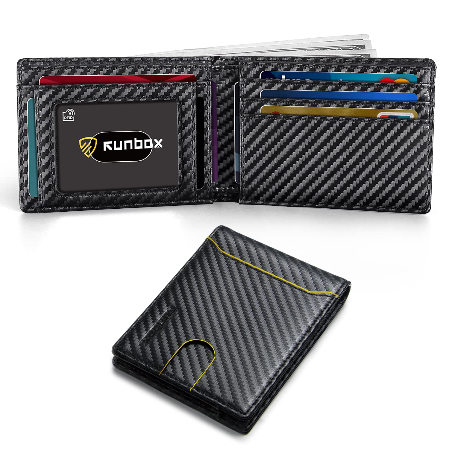 RUNBOX Wallet for Men Slim 11 Credit Card Holder Slots Leather RFID ...