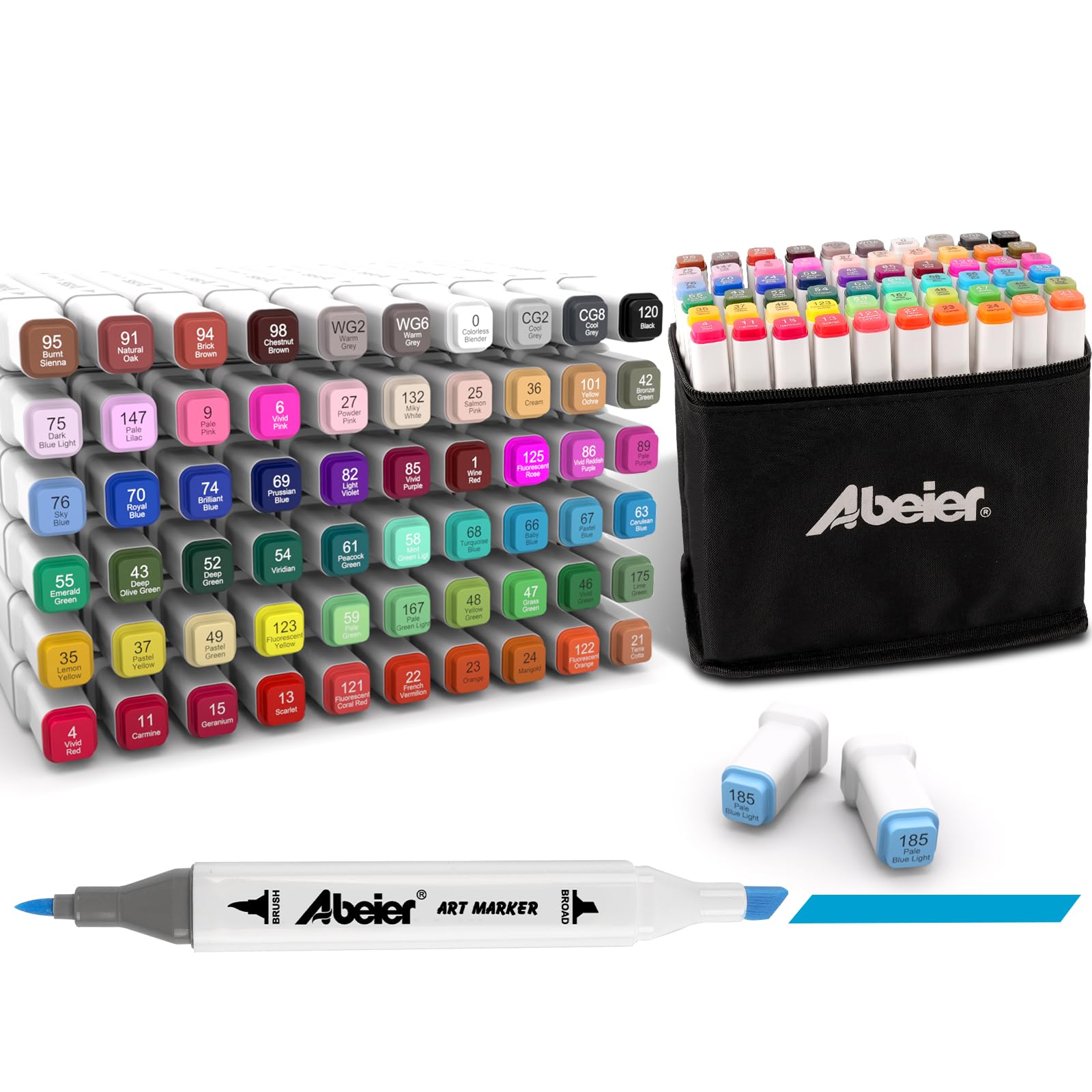 Snapklik.com : 60 Colors Alcohol Markers Set, Dual Tips Blender Art ...