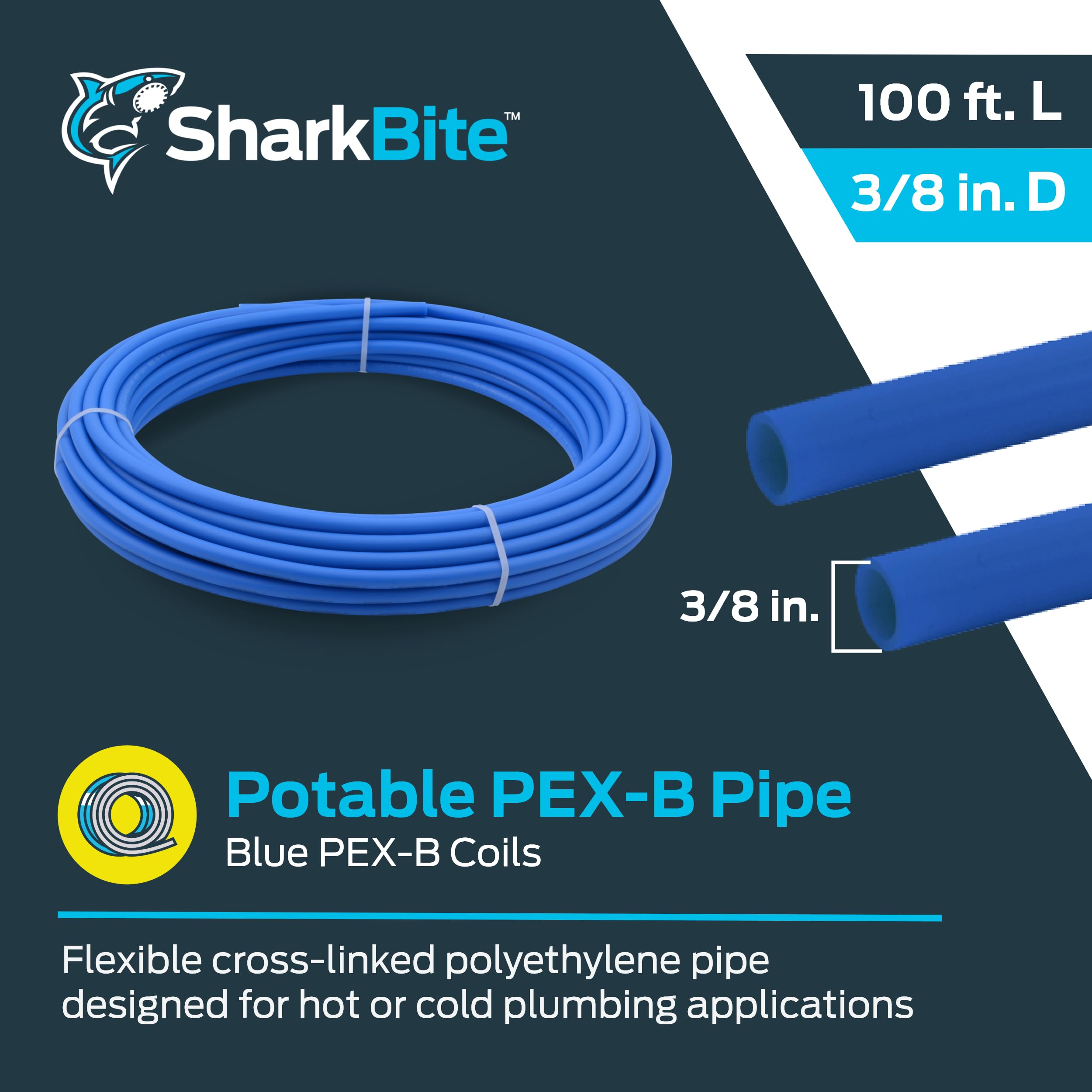 Snapklik.com : SharkBite 3/8 Inch X 100 Feet Blue PEX-B