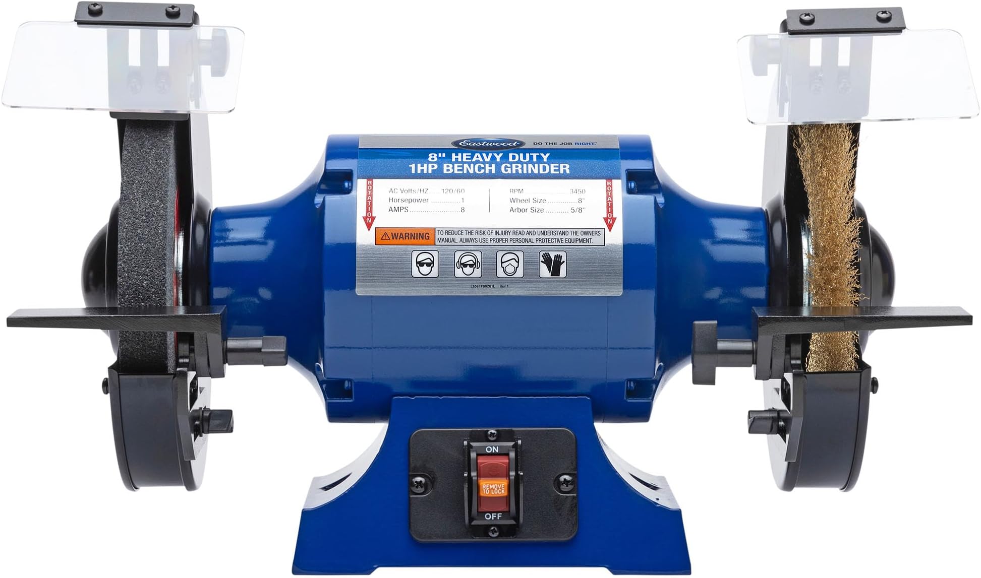 Eastwood 8 Inch Heavy Duty 1HP Bench Grinder | Industrial Grade High ...