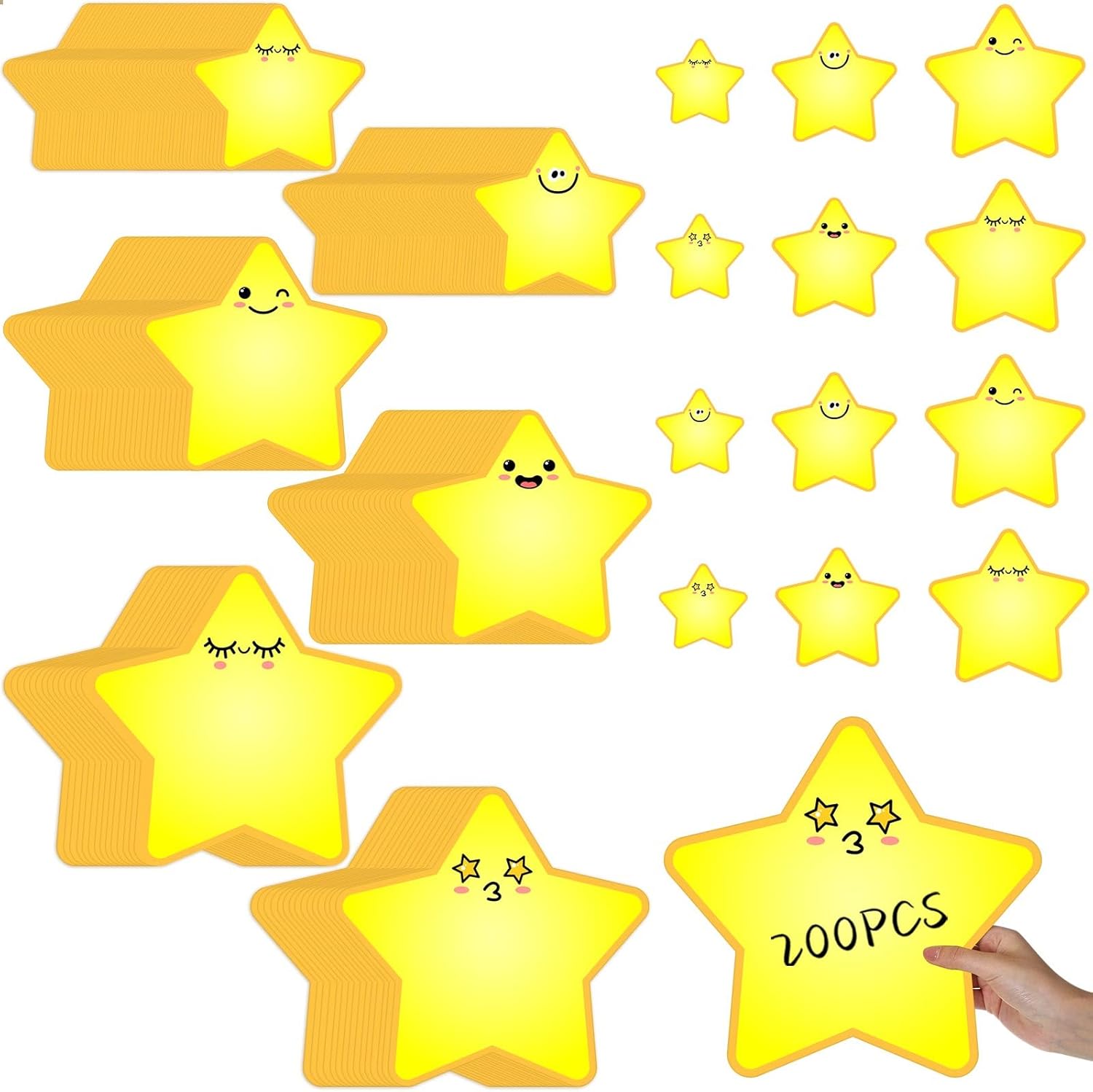 Amazon.com: Yexiya 200 Pcs Star Bulletin Board Cutouts Yellow Star ...