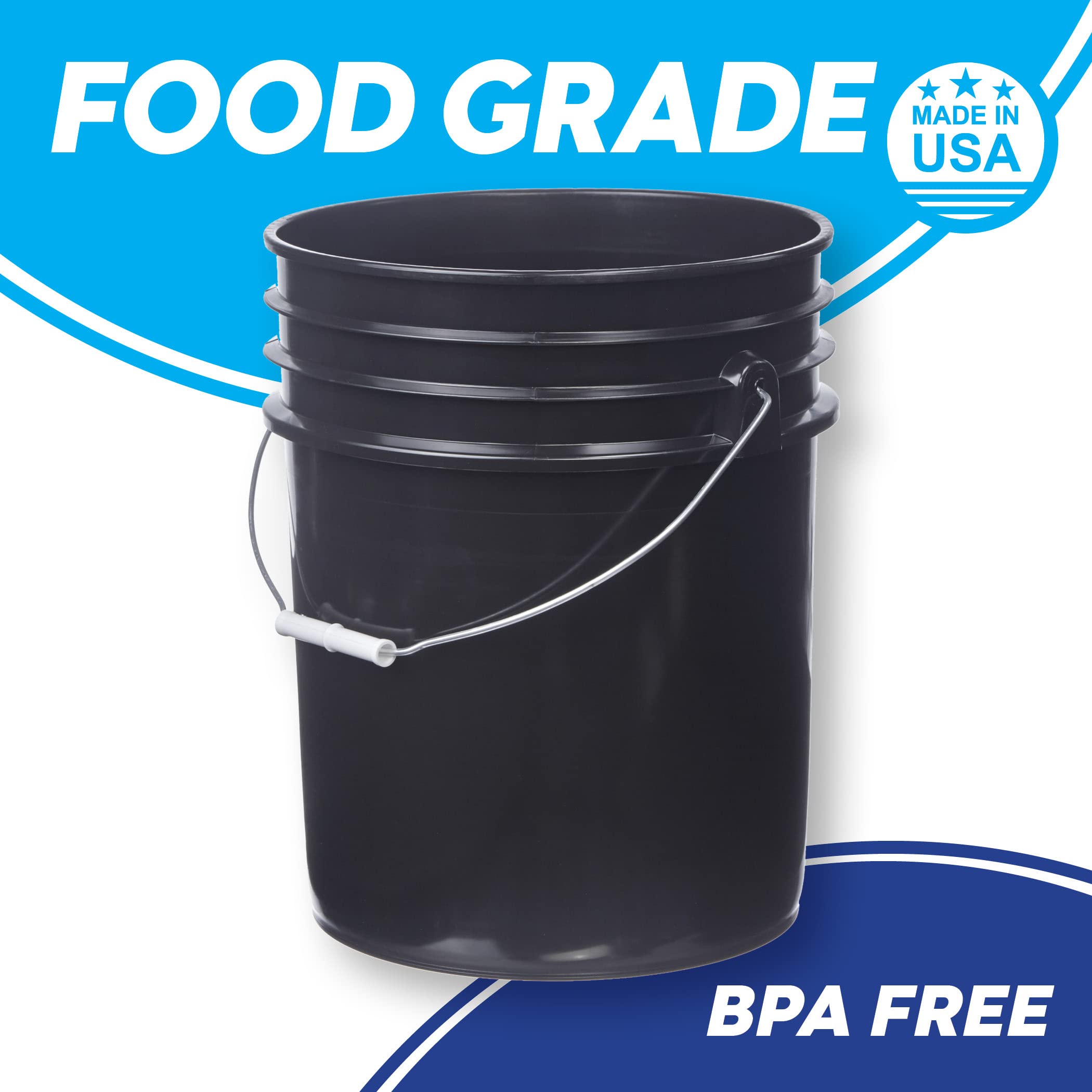 5 Gallon HDPE Buckets With Gamma Seal Lids 5-Gallon Food Grade Buckets ...