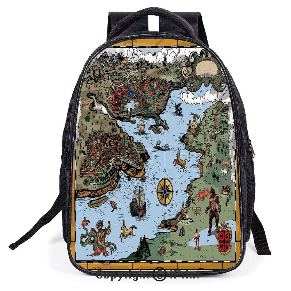 Buy Double Strap Multipurpose Backpack,Antique with Rivers and Land ...