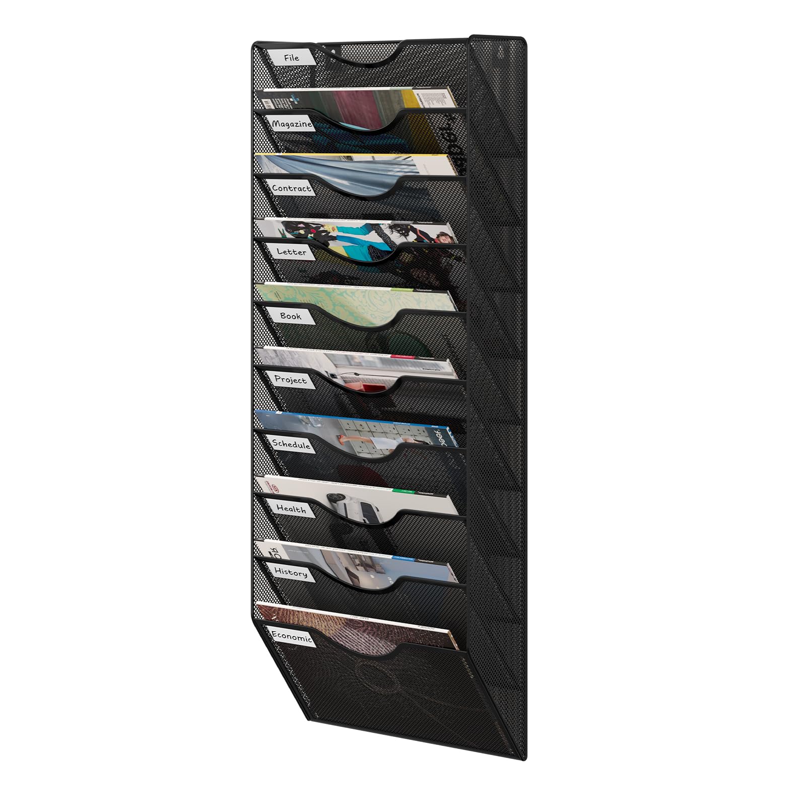 Senhoglb Metal Hanging Wall Files, 10 Tier Wall File Holder, A4 Mesh ...