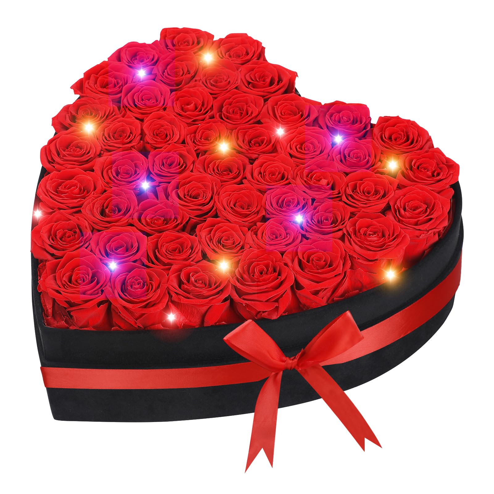 Amazon.com: woyoo Luxury Forever Real Roses in Suede Heart-Shaped Box ...