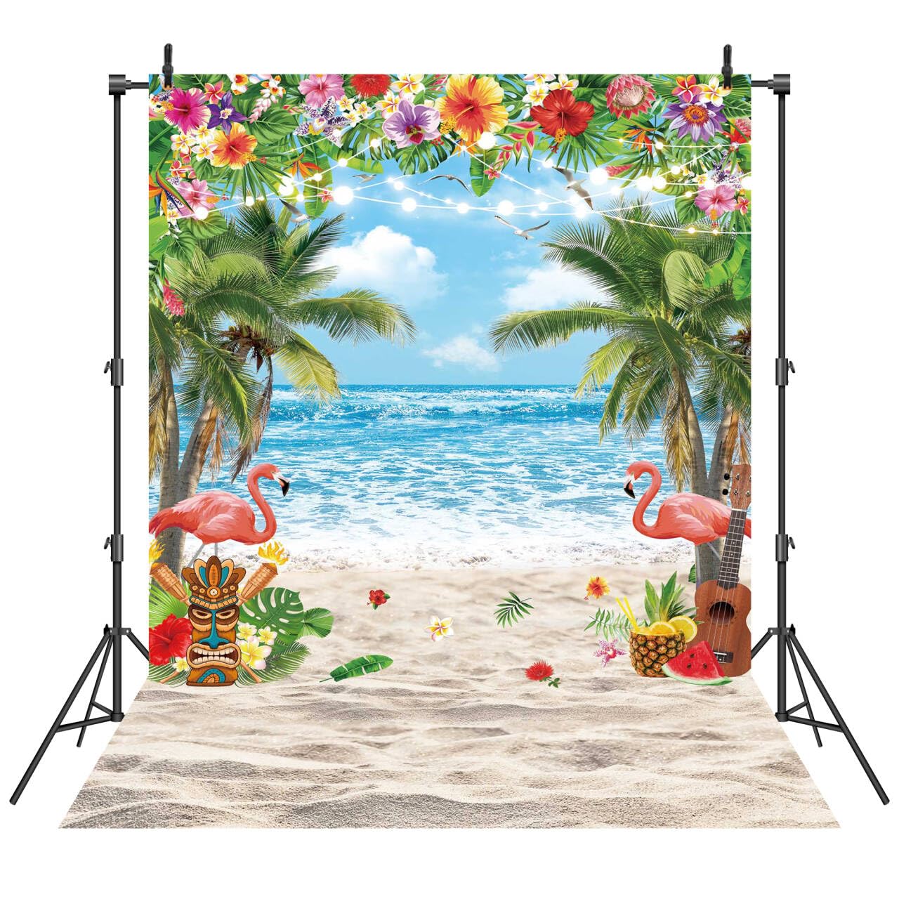 Amazon.com : 5×7ft Hawaiian Luau Backdrops for Photography Summer Beach ...