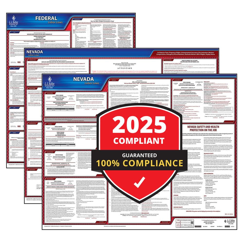 Amazon.com : 2025 Nevada and Federal Labor Law Poster Set (English, NV ...