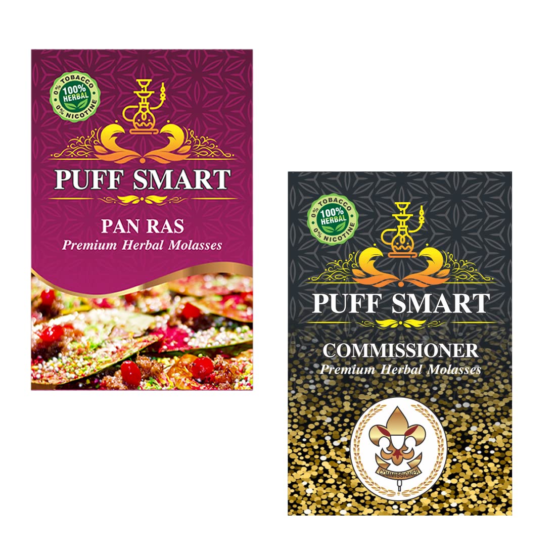 PUFF SMART Premium Herbal Flavor Pan Ras, Comm. 50GM (Pack of 2) (100% ...