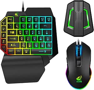 Amazon.com: One Hand Gaming Keyboard and Mouse Combo Wired Mechanical ...