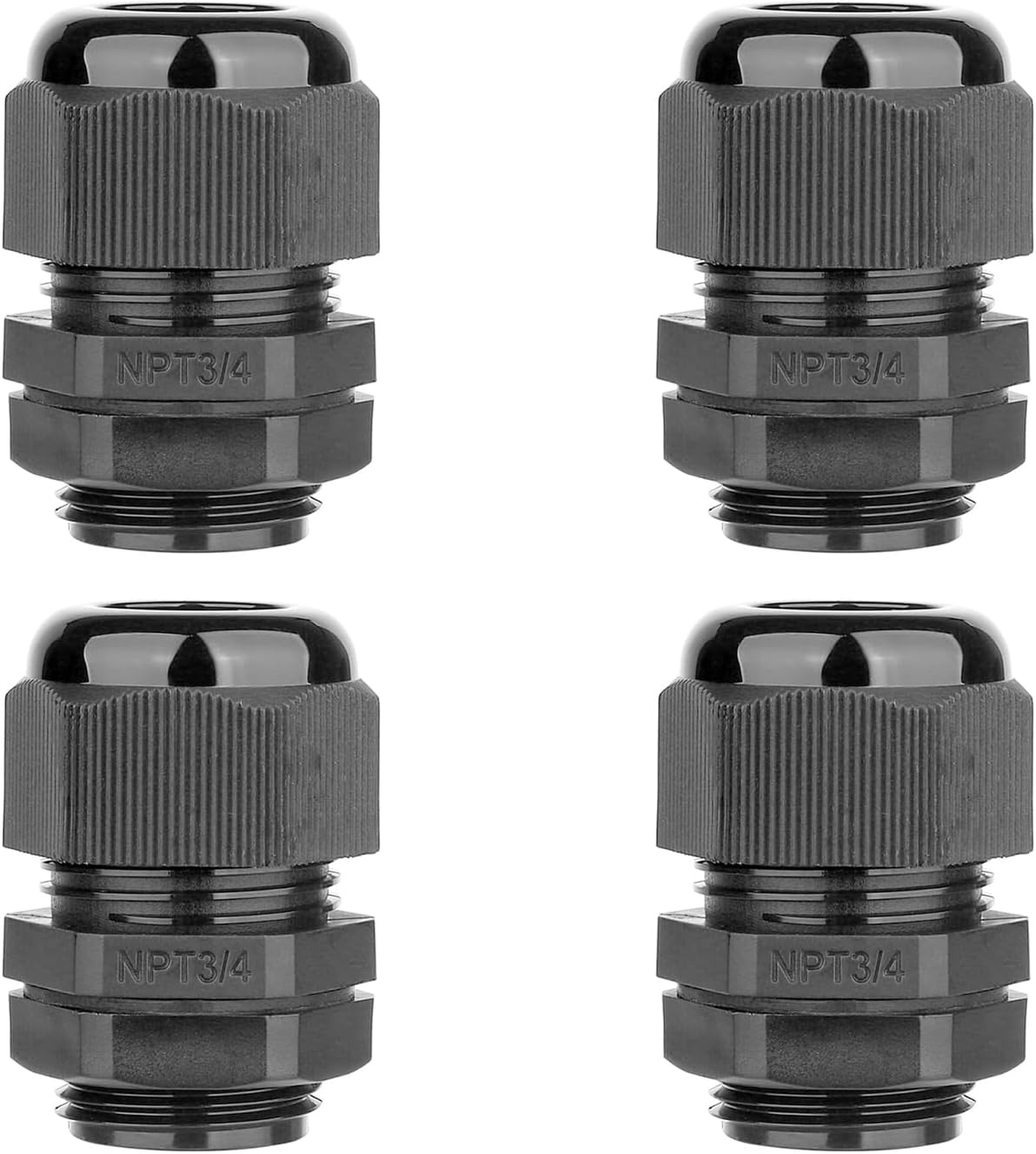 6 Pcs 3/4" Black NPT Cable Glands IP68 Waterproof Connectors for Electrical Box Nylon Cord Grip ...