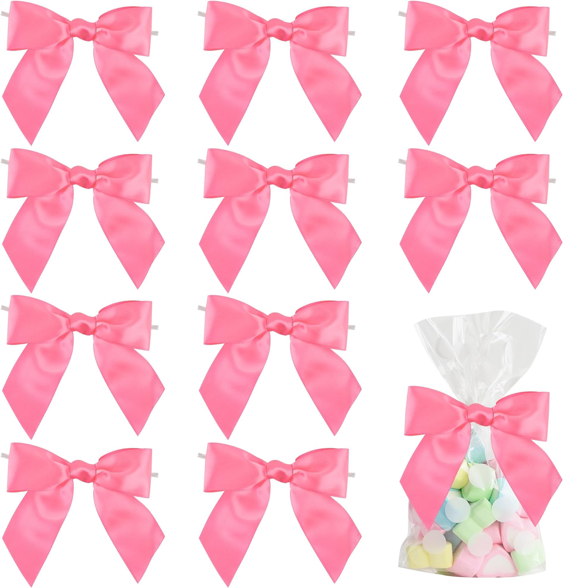 Amazon.com: Sdfvsdg 24 Pcs Satin Hot Pink Ribbon Twist Tie Bows for ...