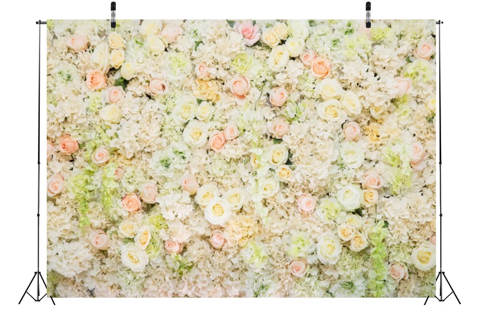 Buy BELECO 6x4FT Fabric Roses Wall Backdrop White Flowers Backdrop ...