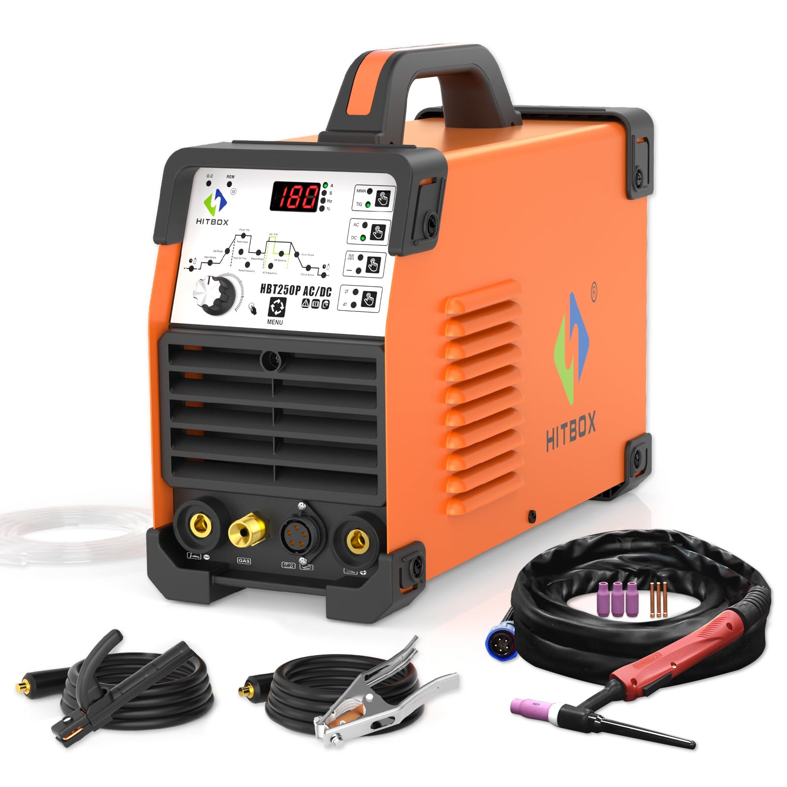 HITBOX TIG Welder AC/DC with Pulse, 200Amp Aluminum TIG Welder Machine ...