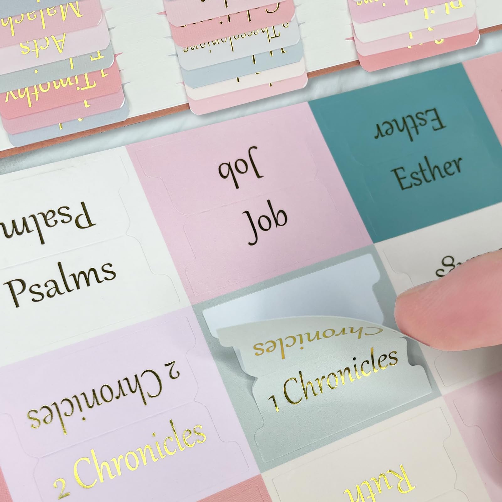 Snapklik.com : Gold Foil Pink Bible Tabs For Women, 100 PCS Large Print ...