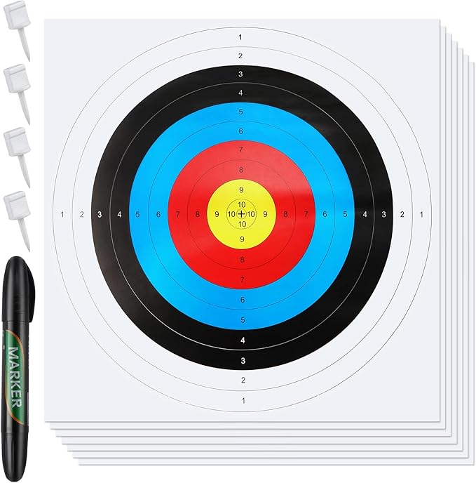 30pcs Archery Targets, 10 Rings 16 x 16inch Paper Archery Target with 4 ...