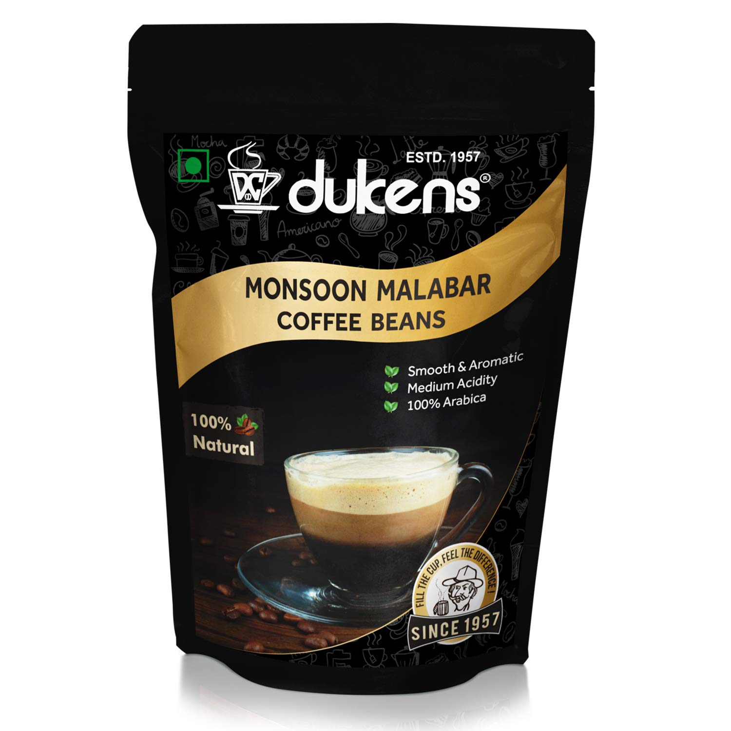 Dukens Monsoon Malabar Coffee Beans Pouch 200gm DUKMCB200 : Amazon.in: Grocery & Gourmet Foods