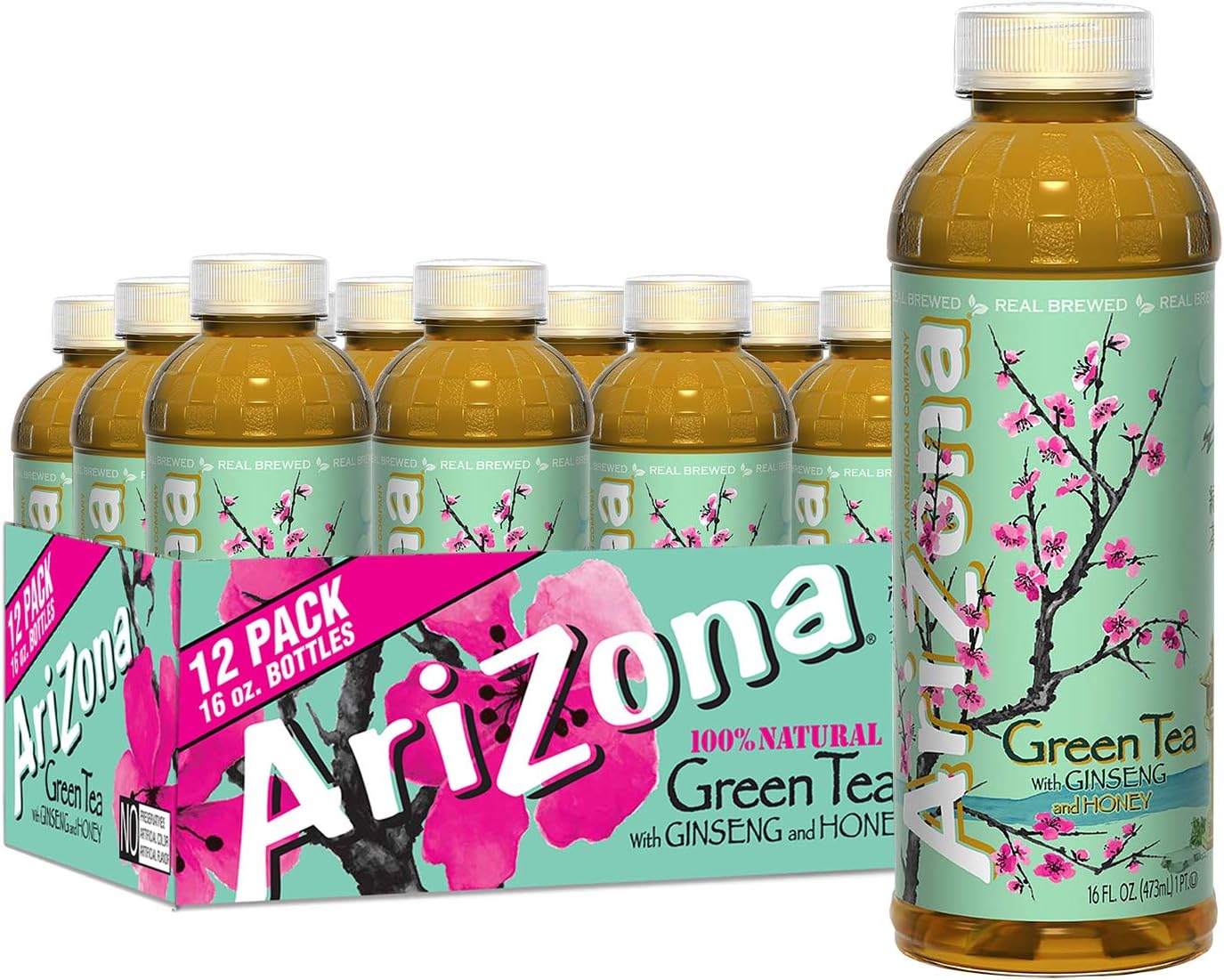 Amazon.com: AriZona Green Tea with Ginseng and Honey - 16 Fl Oz (Pack ...