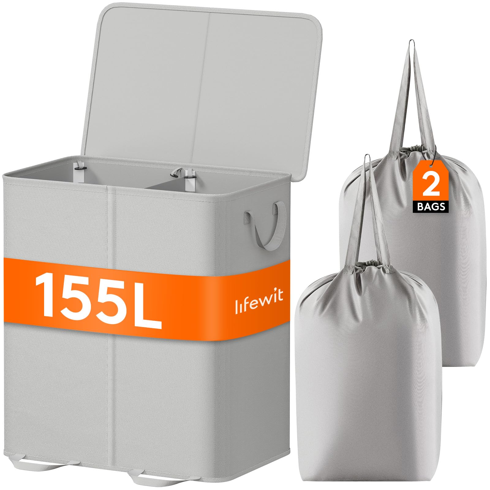 Amazon.com: Lifewit Double Laundry Hamper with Lid and Removable ...