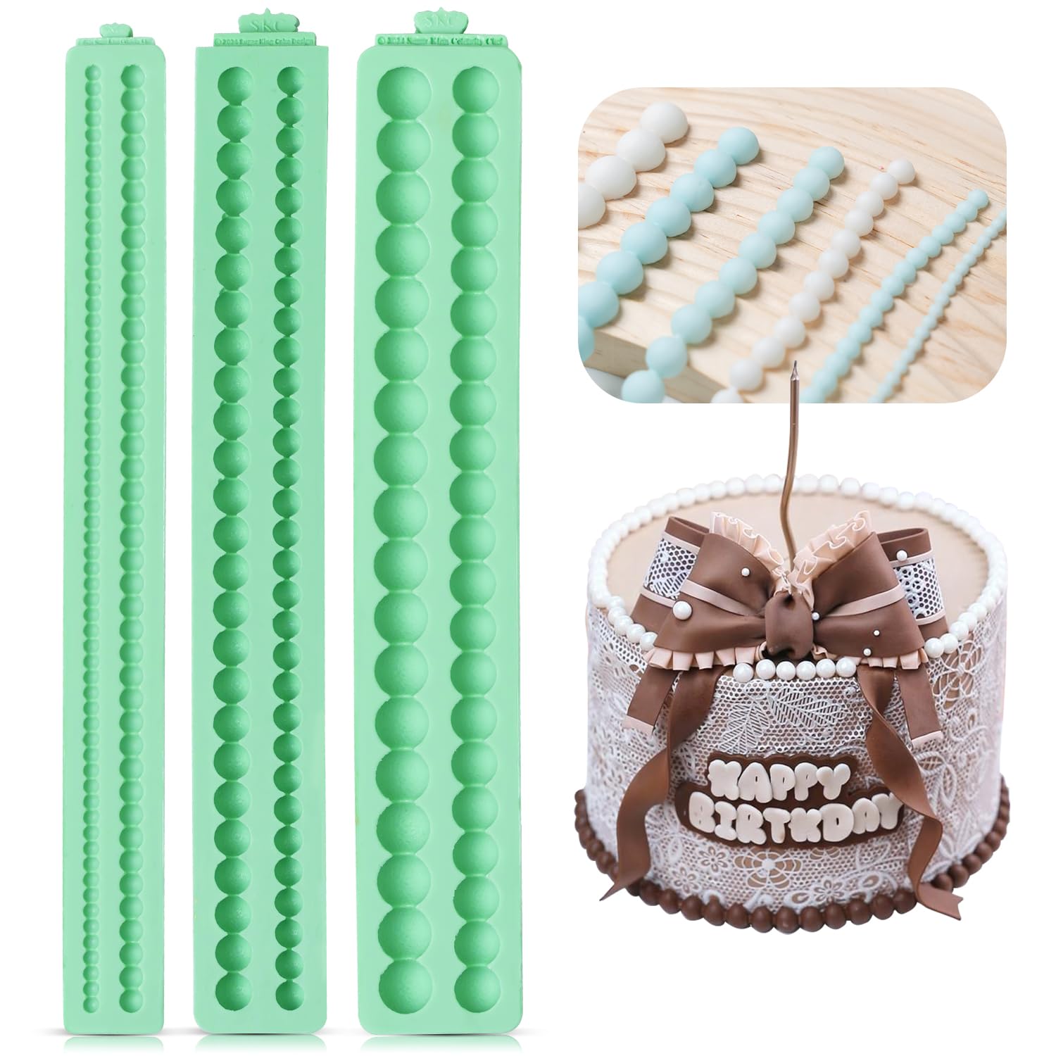Amazon.com: KALAIEN Pearl Silicone Mold,Semi Sphere Fondant Border ...