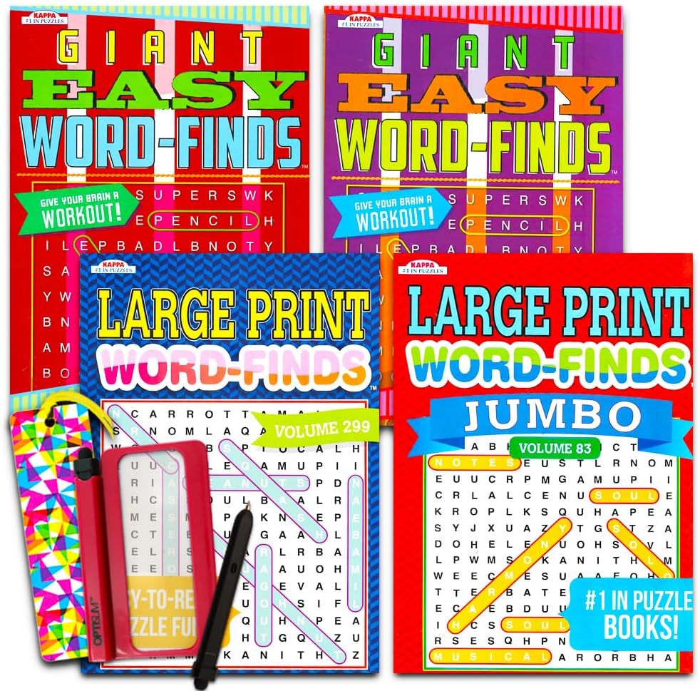Amazon.com: Word Find Puzzle Books for Adults Seniors - Set of 4 Jumbo ...