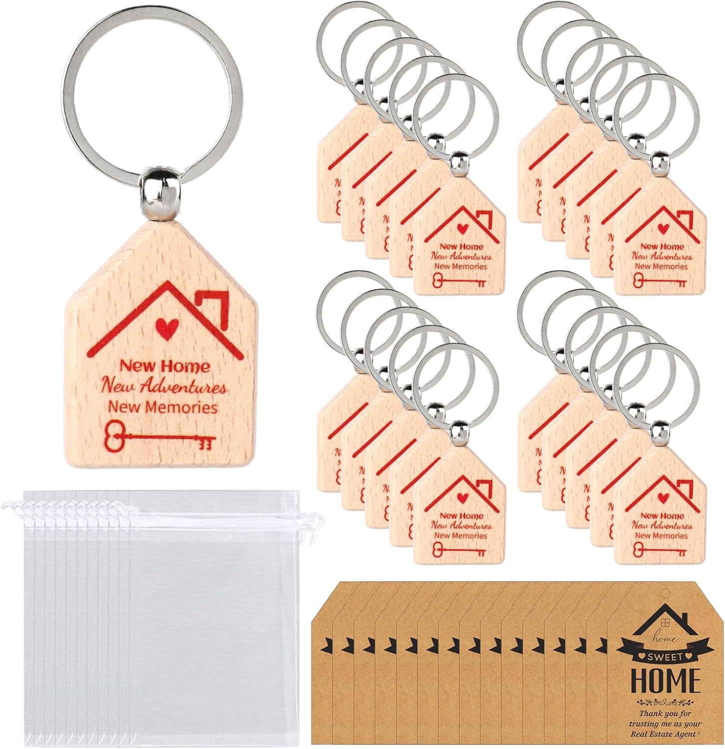25 Pcs New House Key Chain Home Keychain Bulk Welcome Home Gift House ...