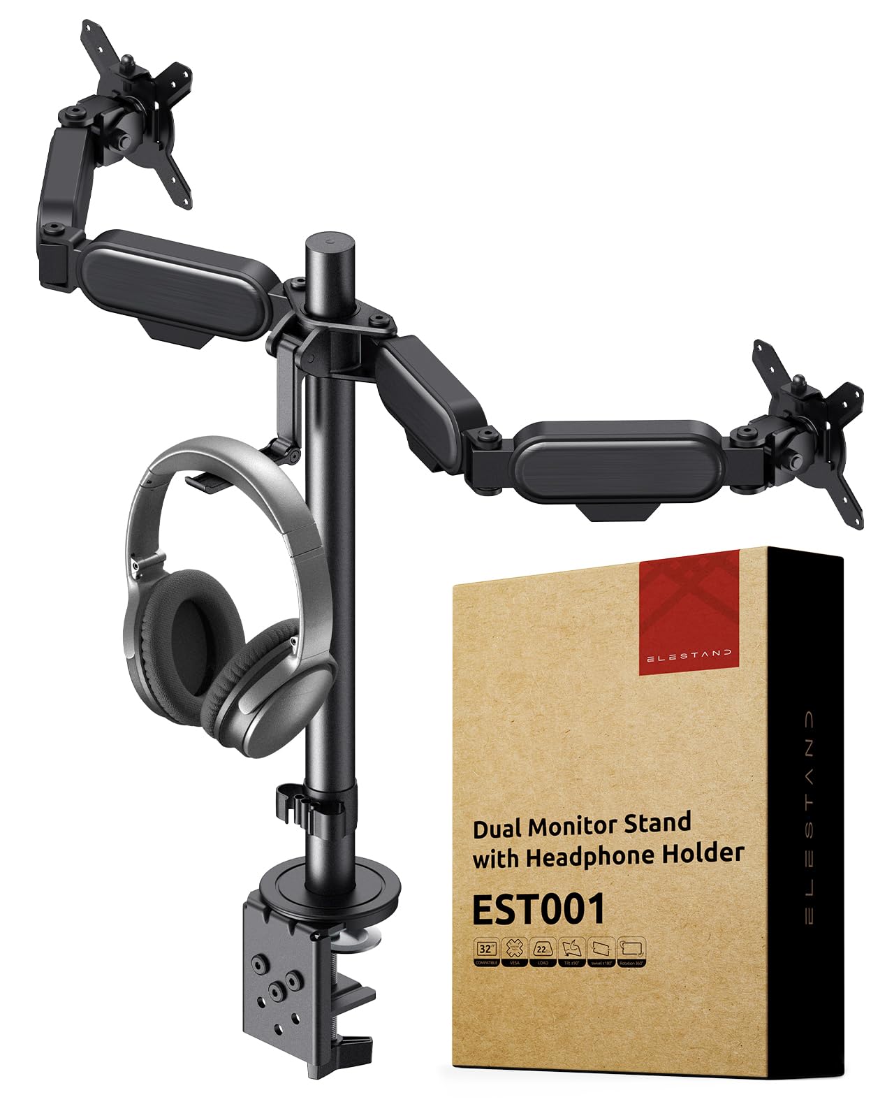 Amazon.com: ELESTAND Dual Adjustable Monitor Stand: Monitor Arm Desk ...