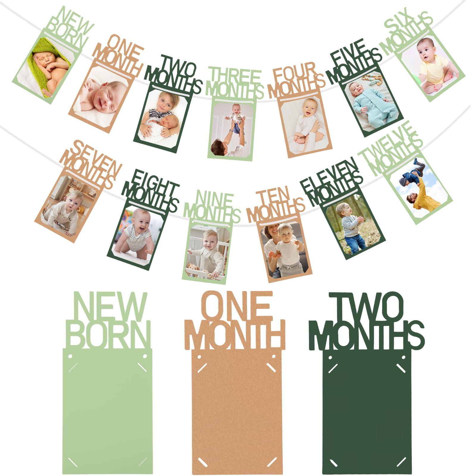 Amazon.com: Buryeah 1st Birthday Photo Banner for Baby from Newborn to ...