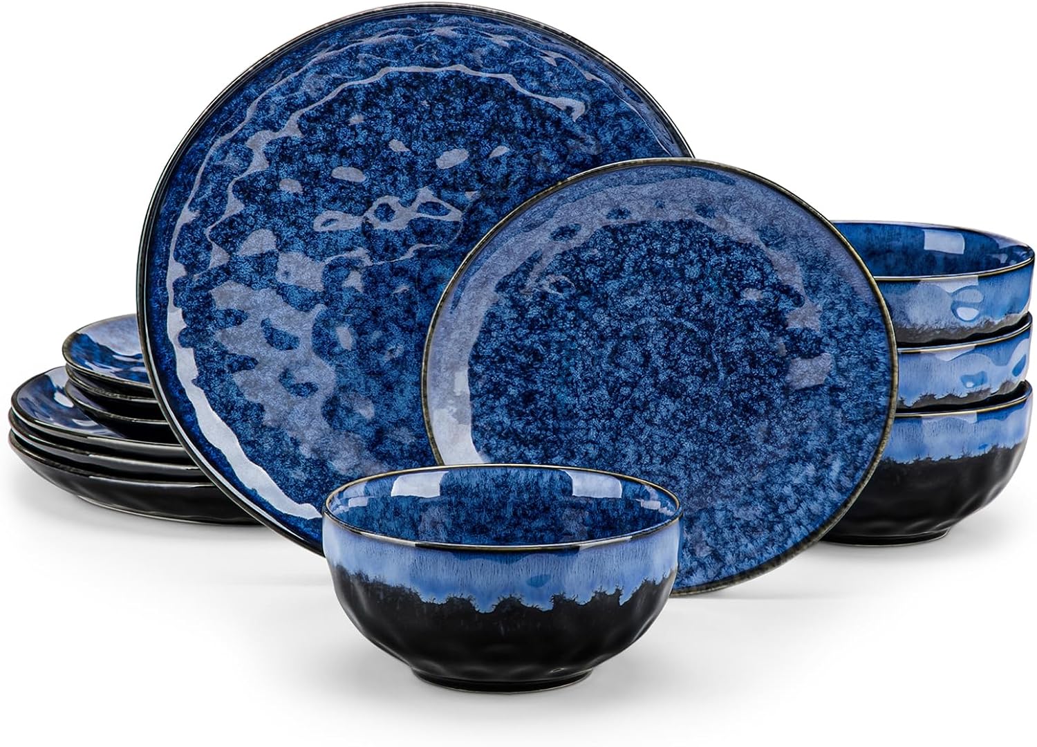vancasso Starry Plates and Bowls Set for 4, 12 Pieces Dinnerware Set ...
