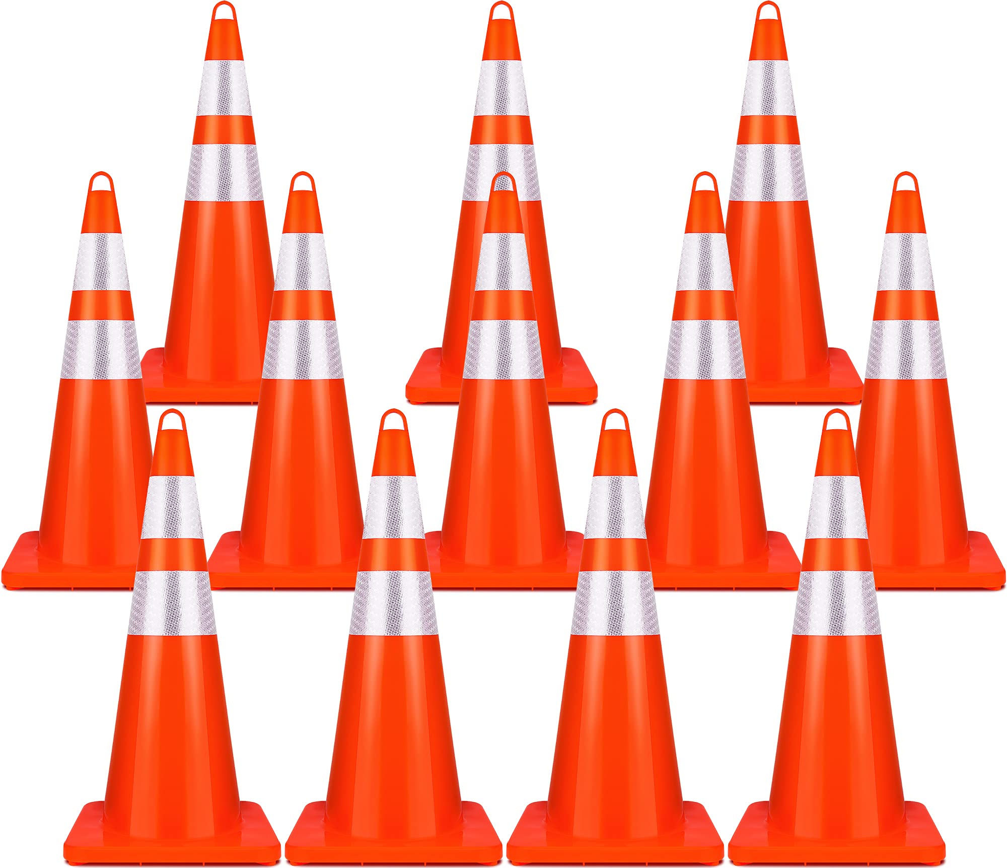 Rayfarmo 28 Inch Traffic Safety Cones,12 Pack Orange PVC Road Parking ...
