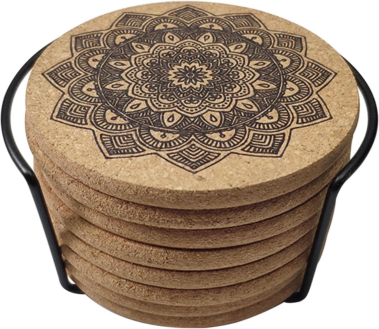 8pcs Mat Cork Coaster Round Heat Resistant Reusable Bar Table Decor ...