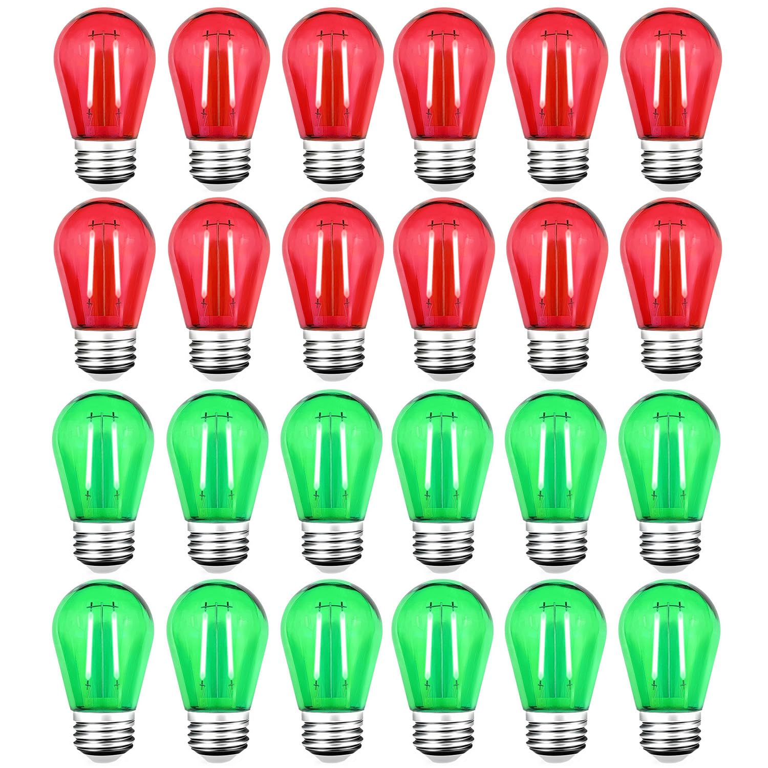 GUILEDUO 24 Pack S14 LED Red Light Bulb Green Light Bulb, Shatterproof ...