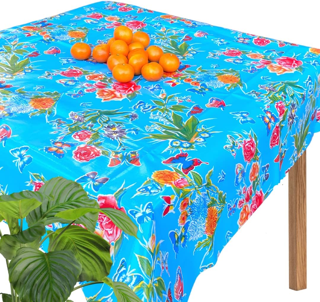 Amazon.com: Alux Hibiscus Flowers Oilcloth Tablecloth for Patios ...