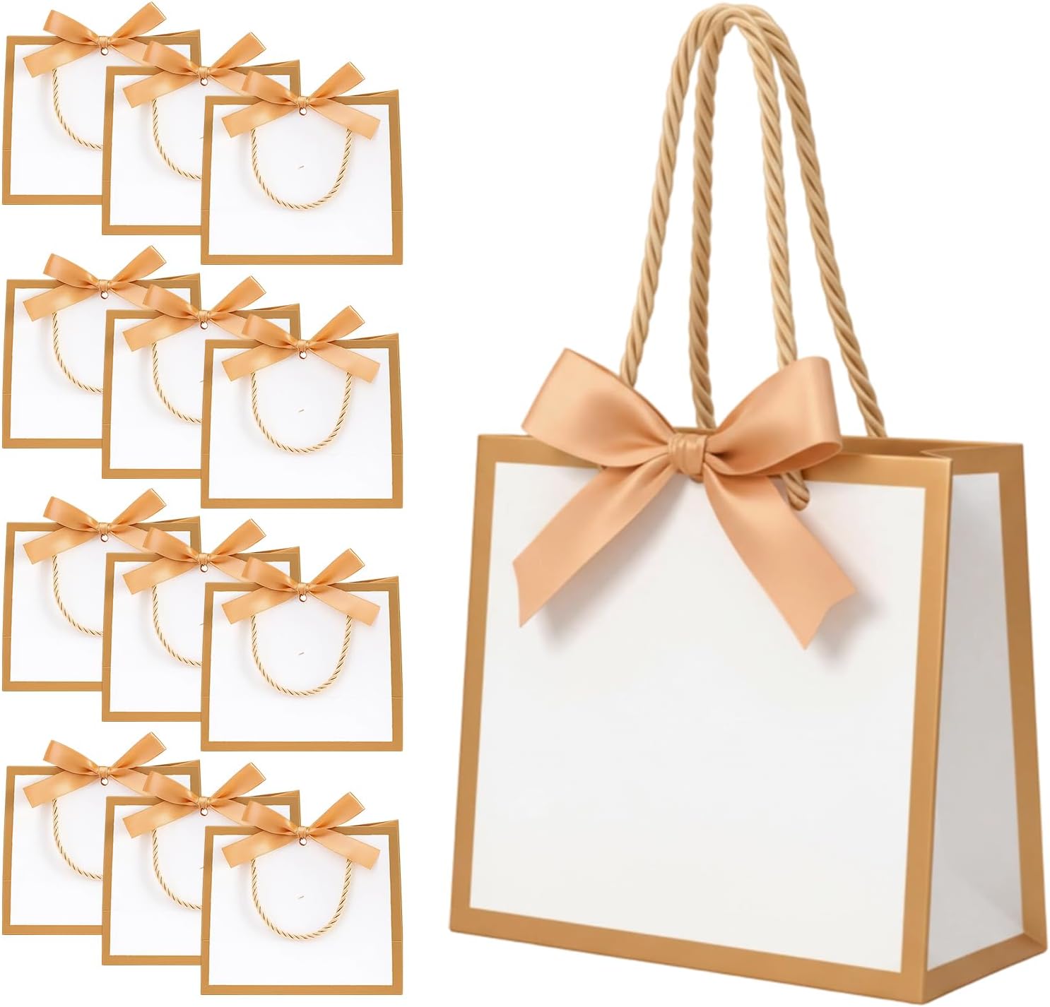 12-Pack Small Gift Bags with Bow Ribbons, Mini Gift Bags 14×12×6 cm ...