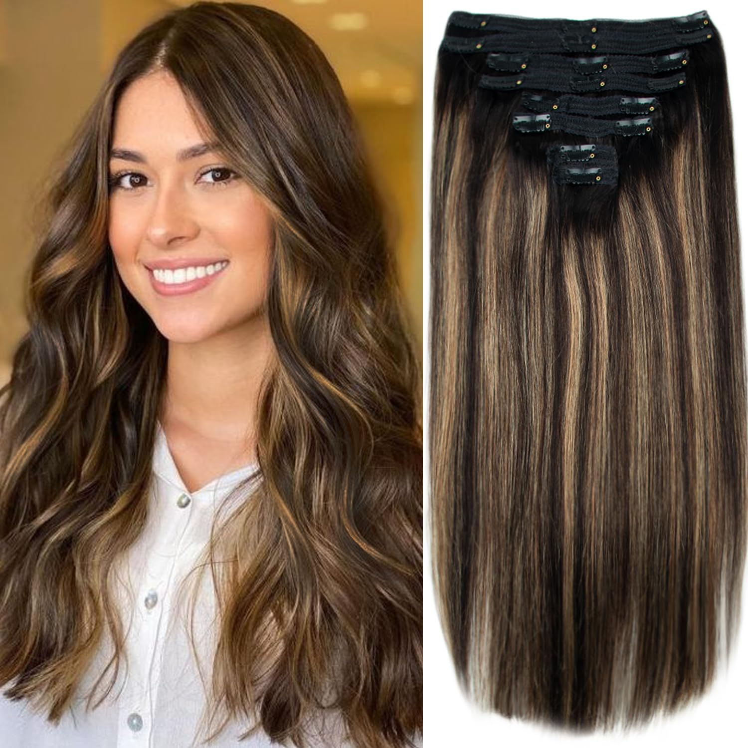 Amazon.com : Clip in Hair Extensions Real Human Hair 120g Real Hair ...