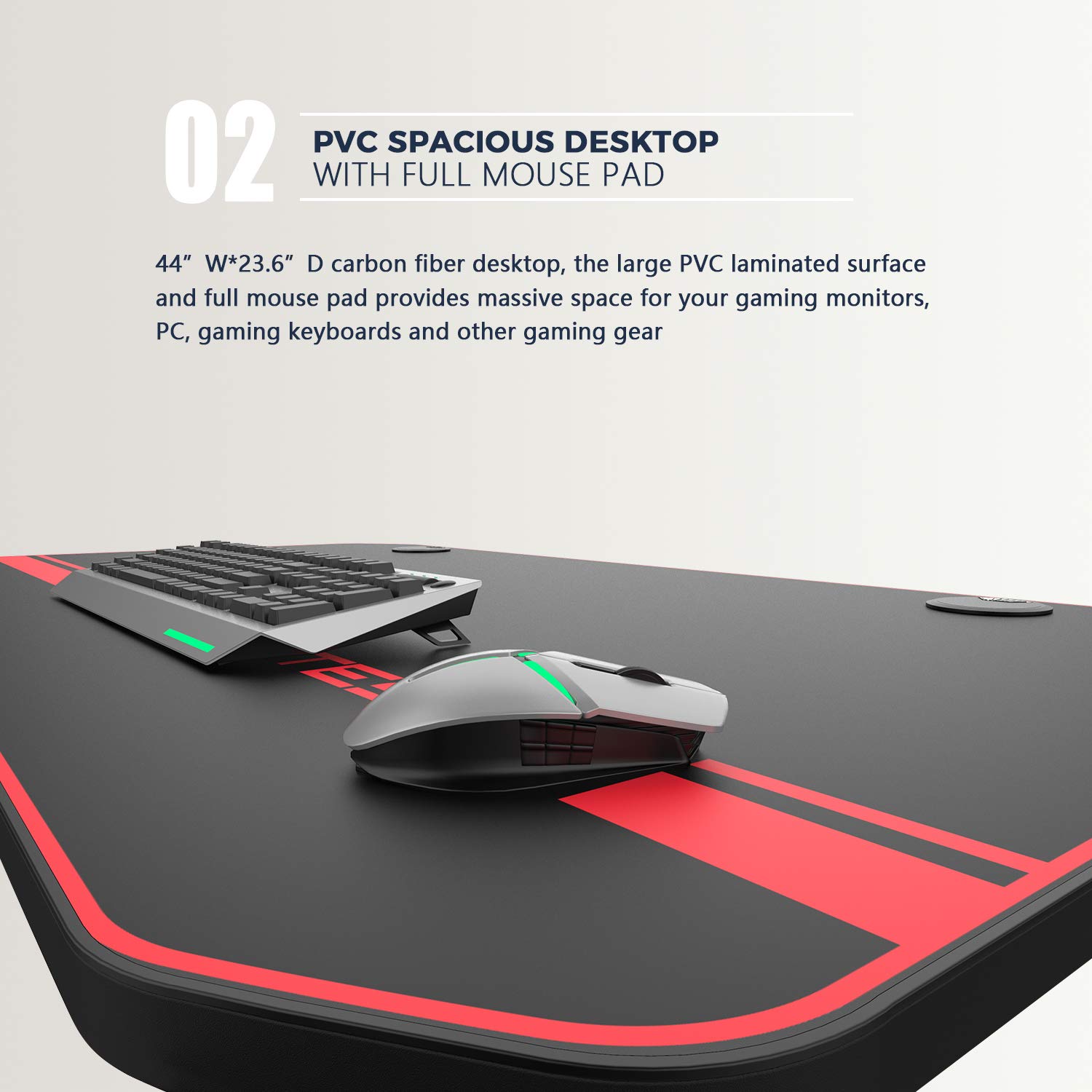 Buy VITESSE VIT Gaming Desk, 44 inch Ergonomic Gaming Desk with USB ...