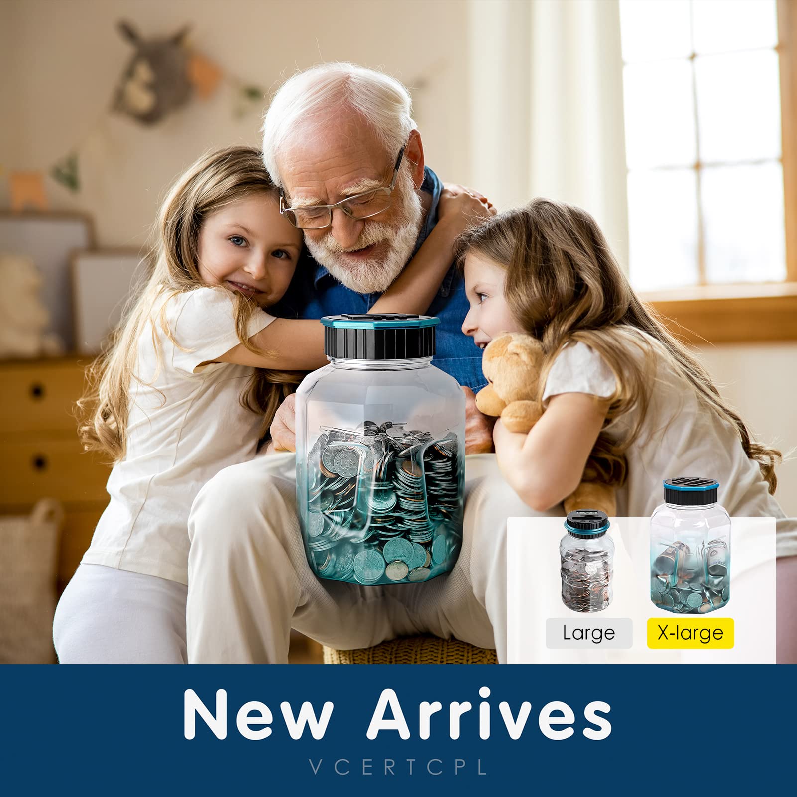 X-Large Piggy Bank for Adults Kids,Vcertcpl Digital Counting Coin Bank ...