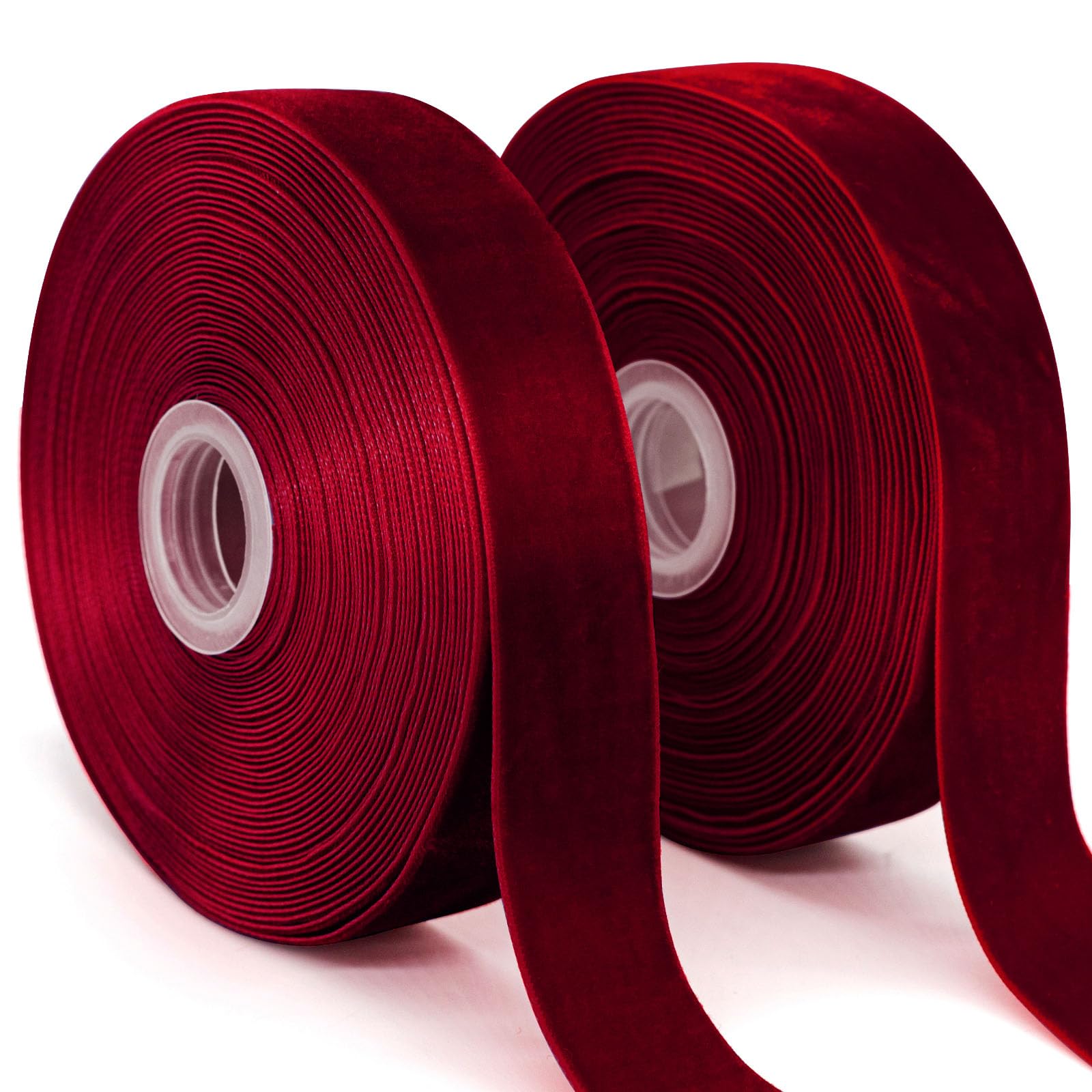 Amazon.com: Eggsnow Burgundy/Maroon Velvet Ribbon, 1” × 20Yards (2 ...