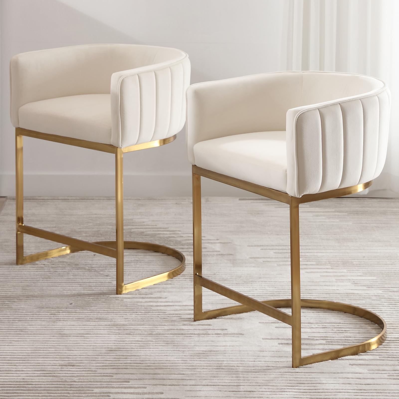 Amazon.com: LZAREAL Modern Counter Height Bar Stools Set of 2, Velvet ...