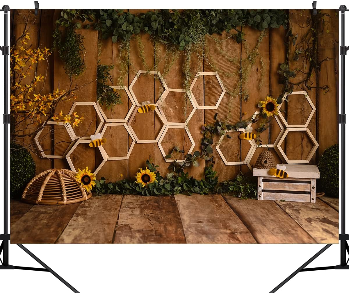 Amazon.com : Spring Sunflower Backdrop for Photography Bee Green Grass ...