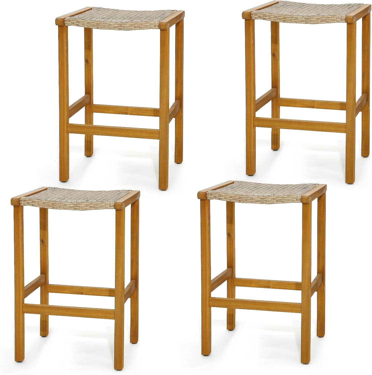 Amazon.com: Tangkula Outdoor Bar Stools Set of 4, 30 Inches high Acacia ...