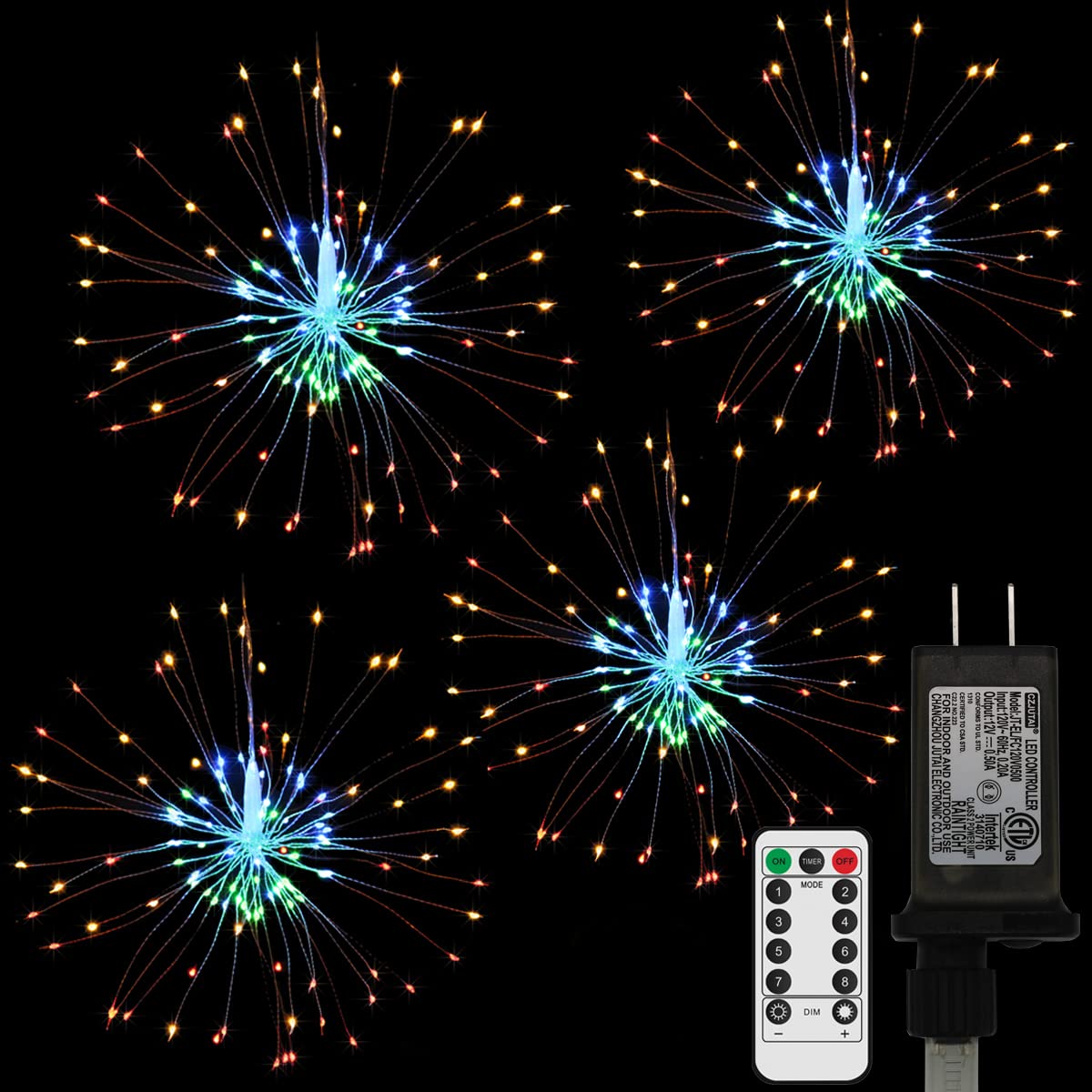 Dreamworth Remote Firework Copper Wire Lights, 4 Connection Total 480 ...