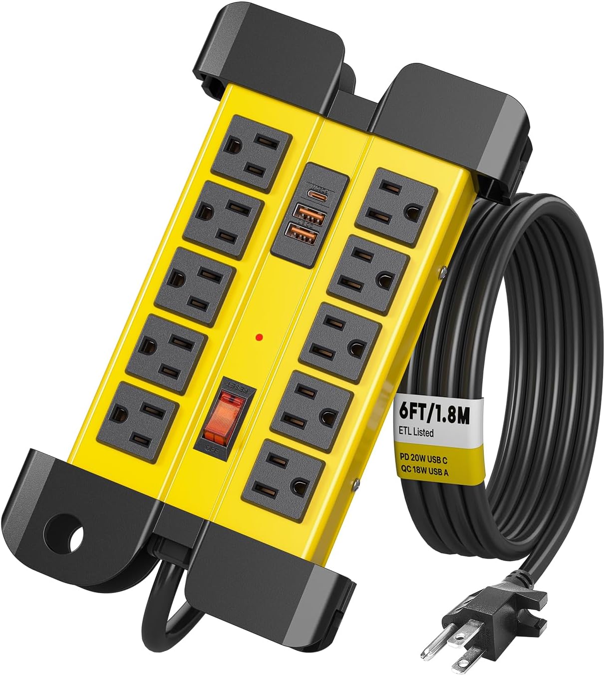 Amazon.com: Kungfuking Heavy Duty Power Strip Surge Protector 15A/1875W ...