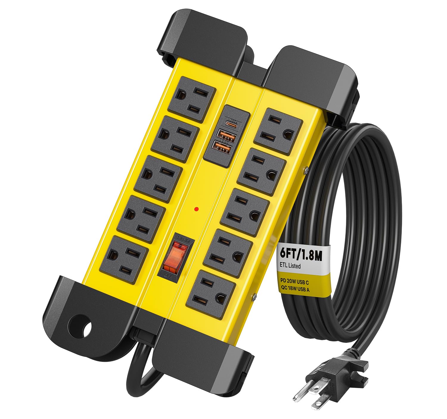 Amazon.com: Kungfuking Heavy Duty Power Strip Surge Protector 15A/1875W ...